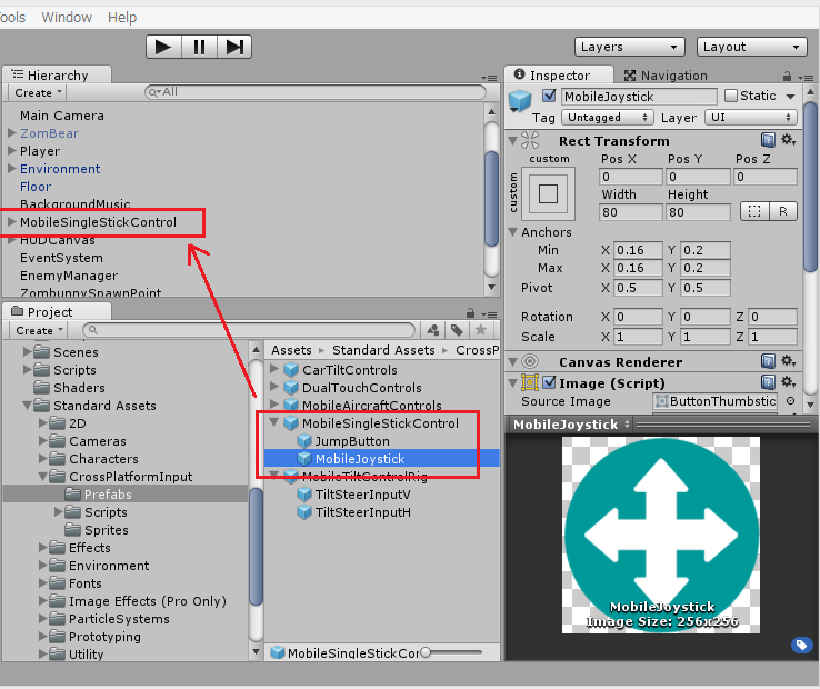 [Unity][Joystick]スマホ用にジョイスティックを配置させる方法: 技術情報の覚書です。